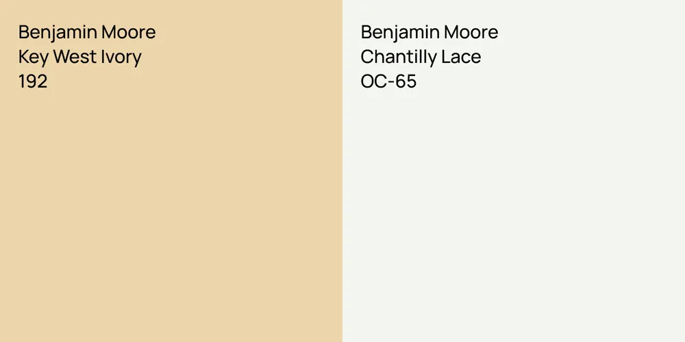Benjamin Moore Key West Ivory vs. Benjamin Moore Chantilly Lace comparison