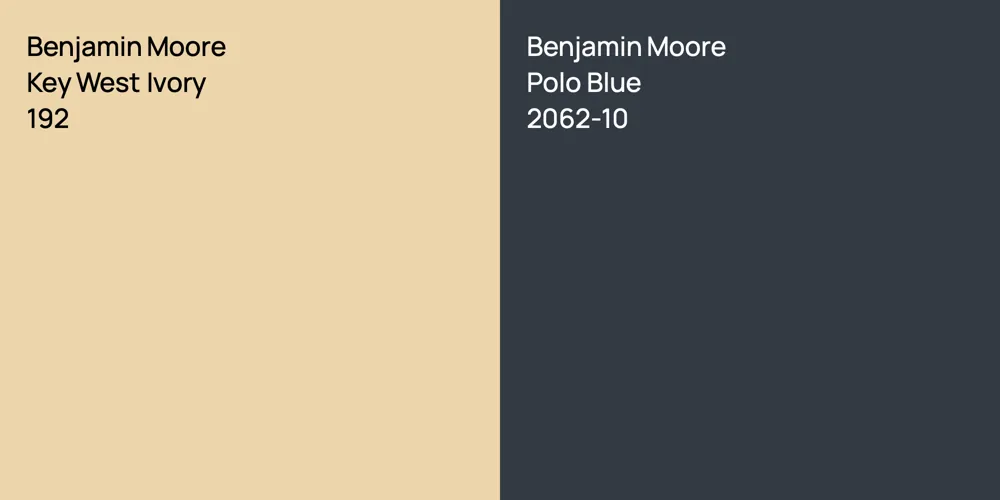 Benjamin Moore Key West Ivory vs. Benjamin Moore Polo Blue comparison