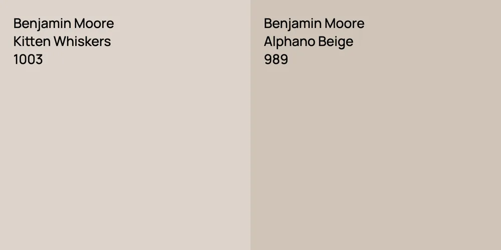 Benjamin Moore Kitten Whiskers vs. Benjamin Moore Alphano Beige comparison