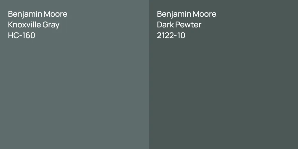 Benjamin Moore Knoxville Gray vs. Benjamin Moore Dark Pewter comparison