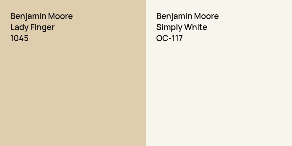Benjamin Moore Lady Finger vs. Benjamin Moore Simply White comparison