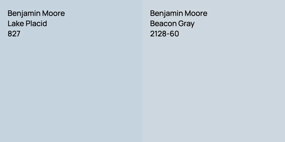 Benjamin Moore Lake Placid vs. Benjamin Moore Beacon Gray comparison