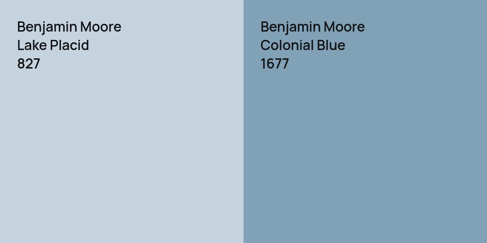 Benjamin Moore Lake Placid vs. Benjamin Moore Colonial Blue comparison