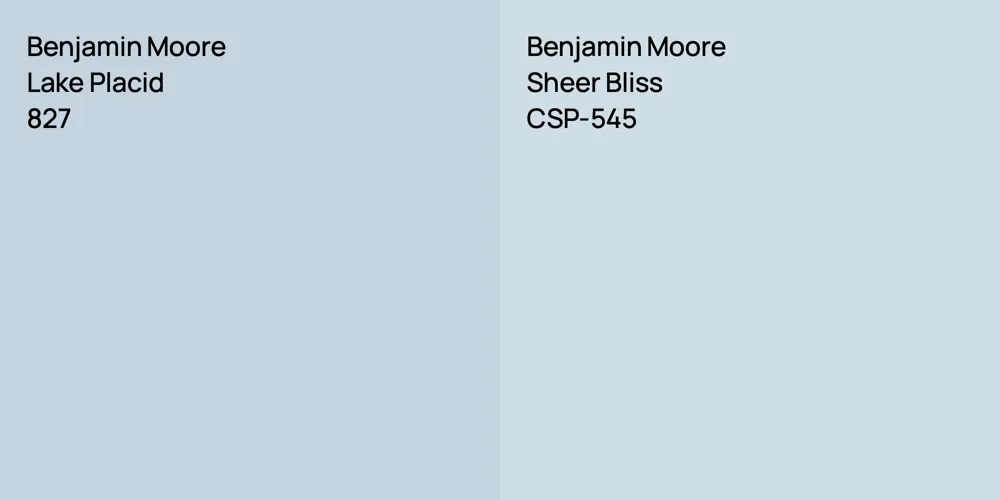 Benjamin Moore Lake Placid vs. Benjamin Moore Sheer Bliss comparison