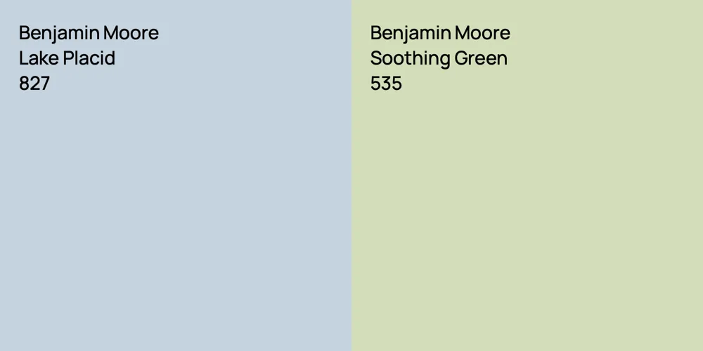 Benjamin Moore Lake Placid vs. Benjamin Moore Soothing Green comparison