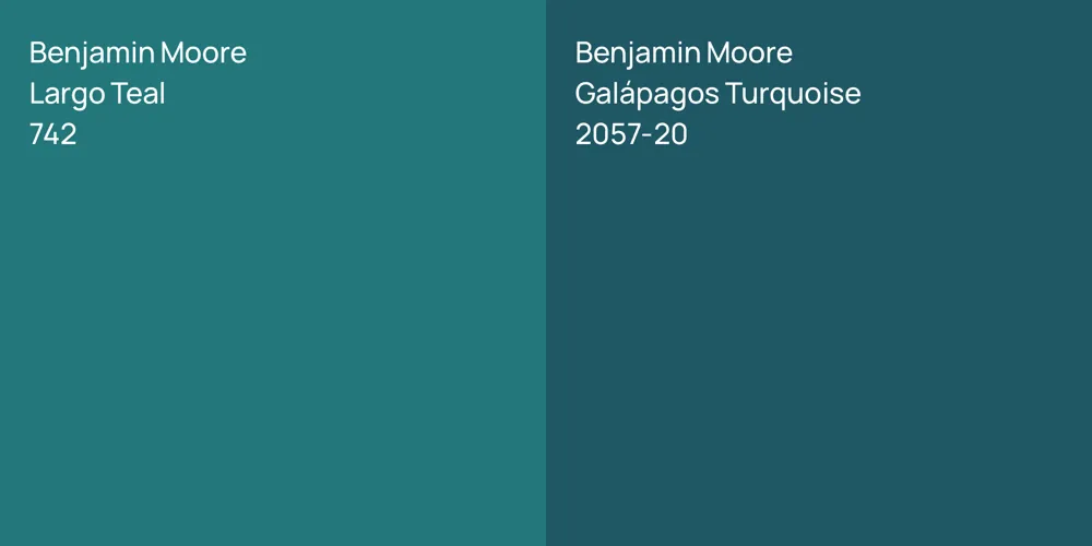 Benjamin Moore Largo Teal vs. Benjamin Moore Galápagos Turquoise comparison
