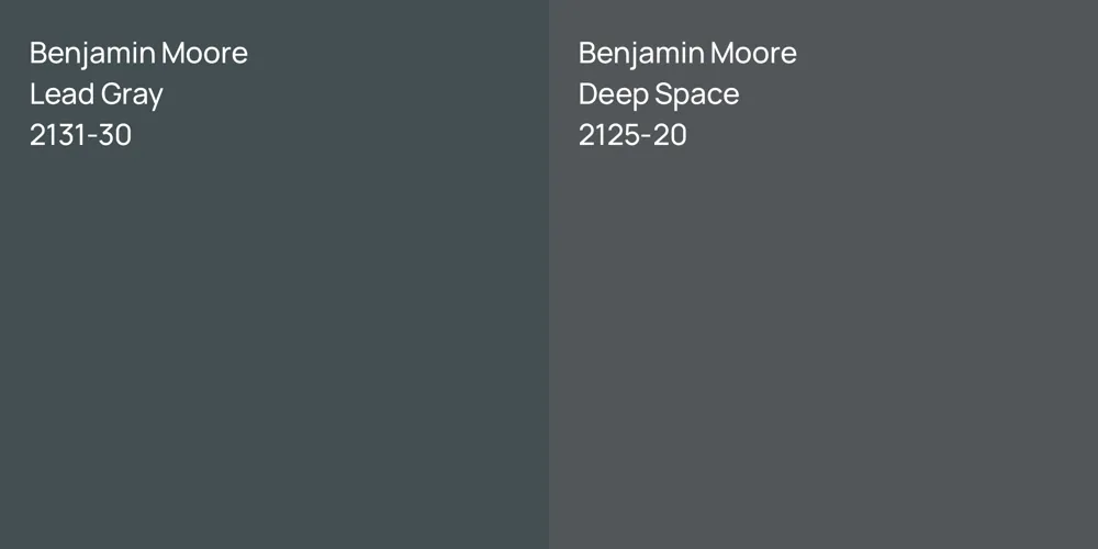 Benjamin Moore Lead Gray vs. Benjamin Moore Deep Space comparison