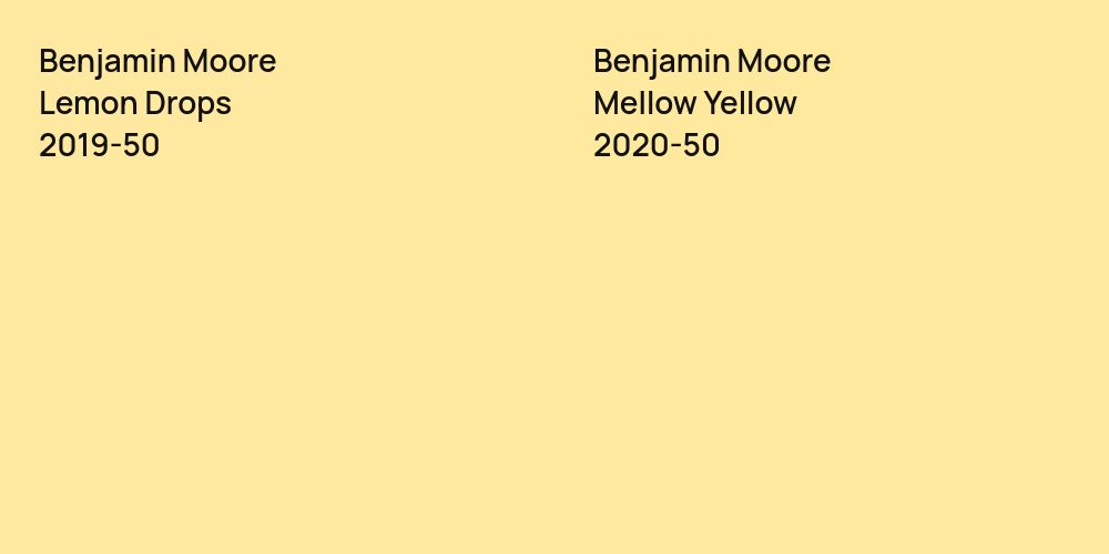 Benjamin Moore Lemon Drops vs. Benjamin Moore Mellow Yellow comparison