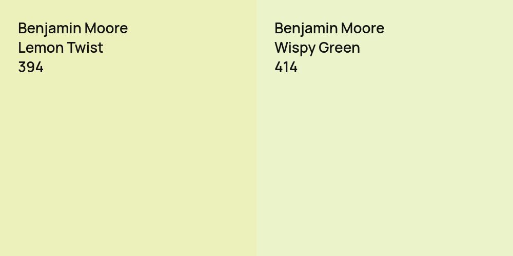 Benjamin Moore Lemon Twist vs. Benjamin Moore Wispy Green comparison