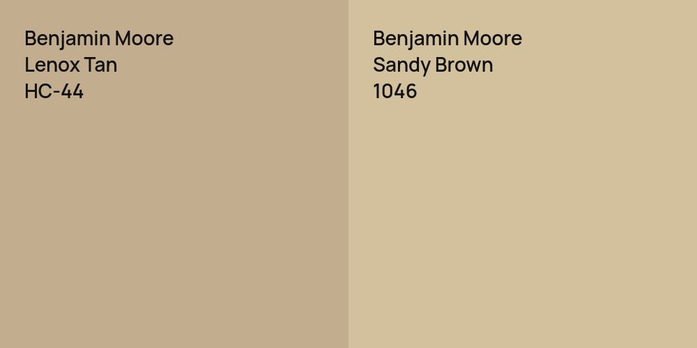 Benjamin Moore Lenox Tan vs. Benjamin Moore Sandy Brown comparison