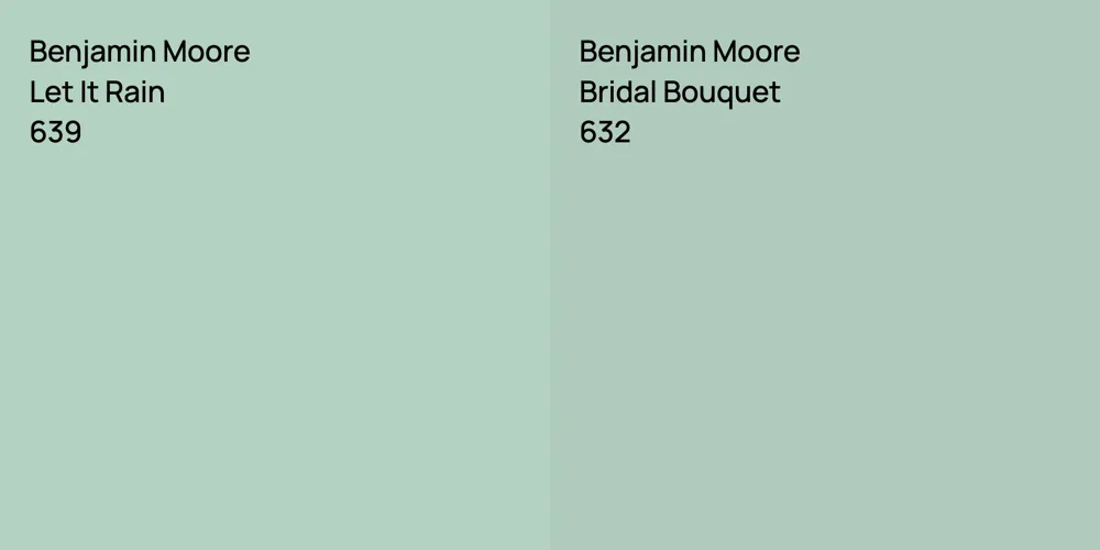 Benjamin Moore Let It Rain vs. Benjamin Moore Bridal Bouquet comparison
