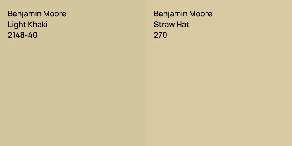 Benjamin Moore Light Khaki vs. Benjamin Moore Straw Hat comparison
