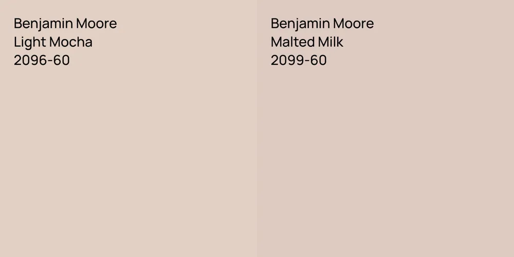 Benjamin Moore Light Mocha vs. Benjamin Moore Malted Milk comparison