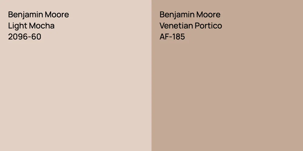 Benjamin Moore Light Mocha vs. Benjamin Moore Venetian Portico comparison
