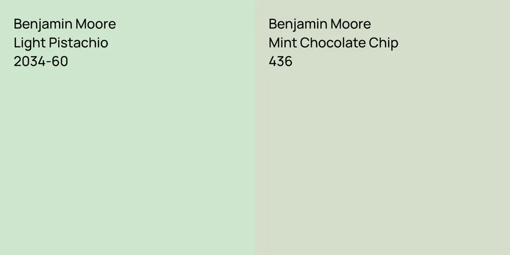 Benjamin Moore Light Pistachio vs. Benjamin Moore Mint Chocolate Chip ...