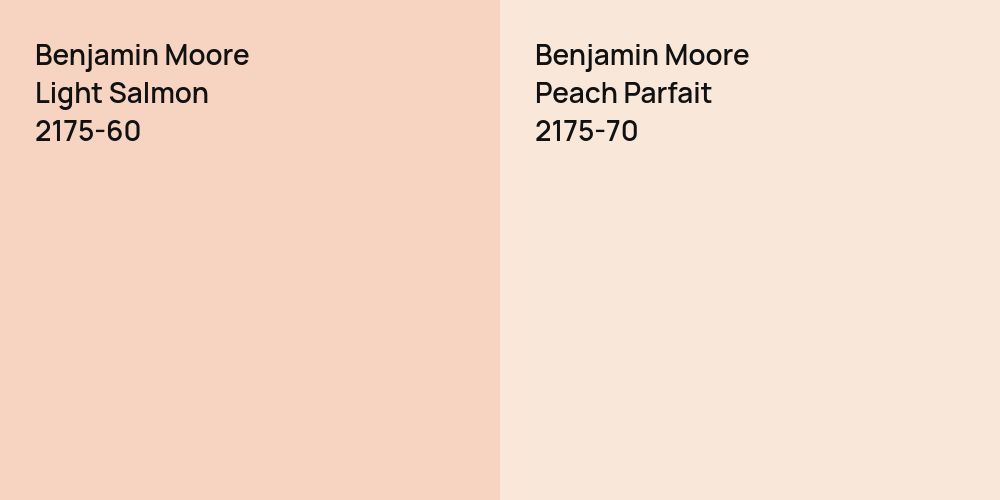 Benjamin Moore Light Salmon vs. Benjamin Moore Peach Parfait comparison