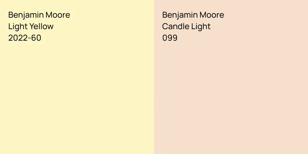Benjamin Moore Light Yellow vs. Benjamin Moore Candle Light comparison