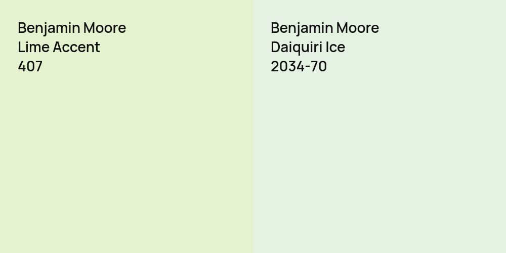 Benjamin Moore Lime Accent vs. Benjamin Moore Daiquiri Ice comparison