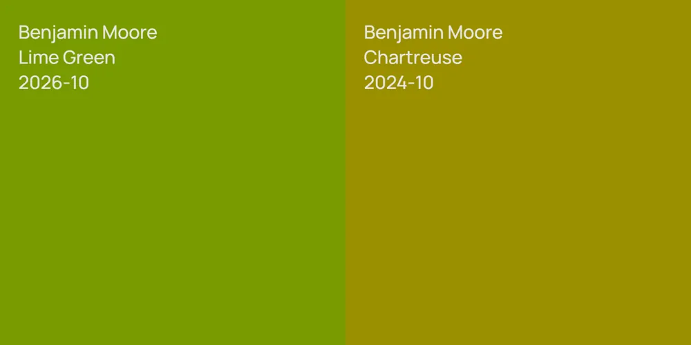 Benjamin Moore Lime Green vs. Benjamin Moore Chartreuse comparison