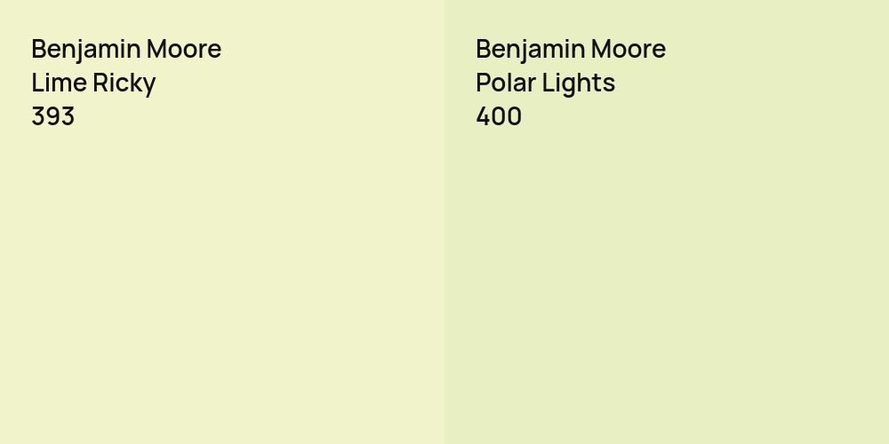 Benjamin Moore Lime Ricky vs. Benjamin Moore Polar Lights comparison