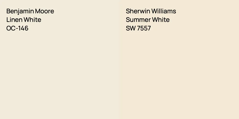 Benjamin Moore Linen White vs. Sherwin Williams Summer White comparison