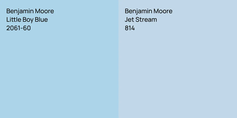 Benjamin Moore Little Boy Blue vs. Benjamin Moore Jet Stream comparison
