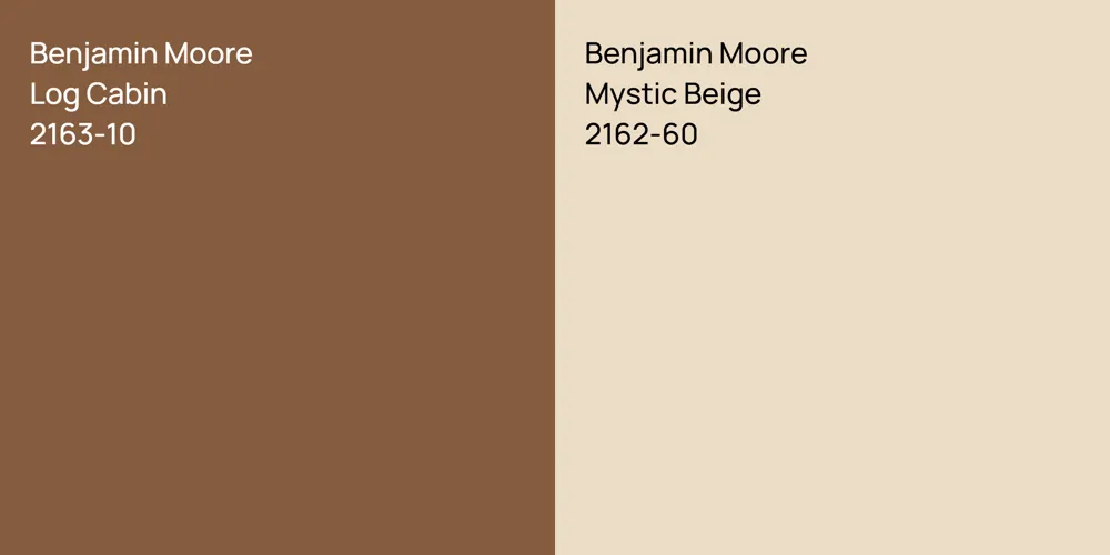 Benjamin Moore Log Cabin vs. Benjamin Moore Mystic Beige comparison