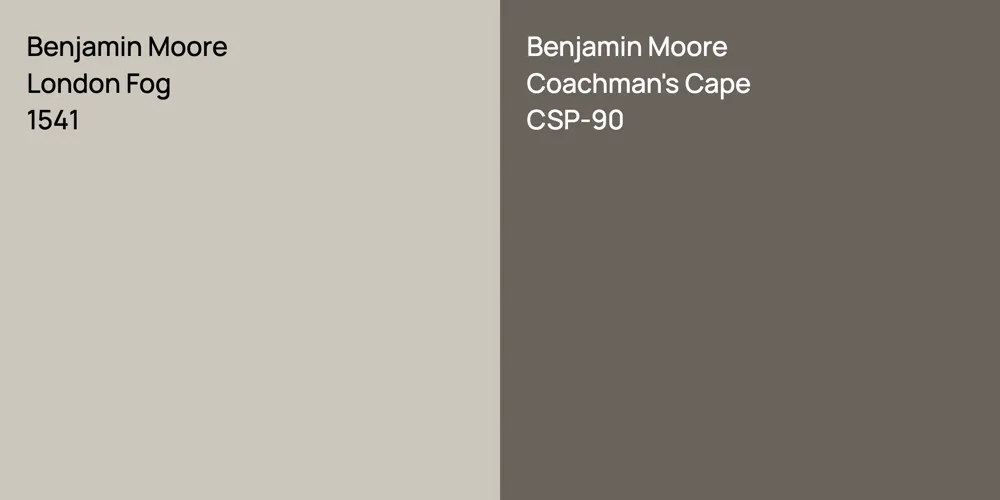 Benjamin Moore London Fog vs. Benjamin Moore Coachman's Cape comparison