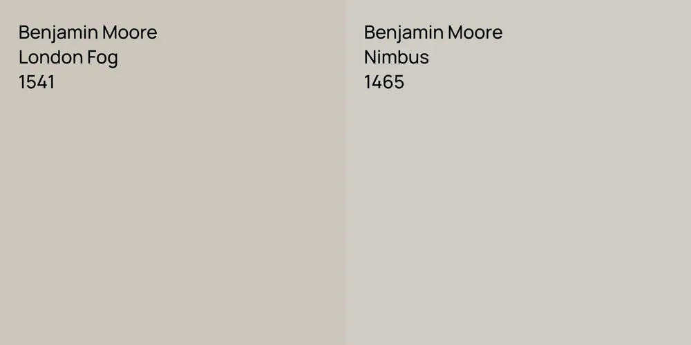 Benjamin Moore London Fog vs. Benjamin Moore Nimbus comparison