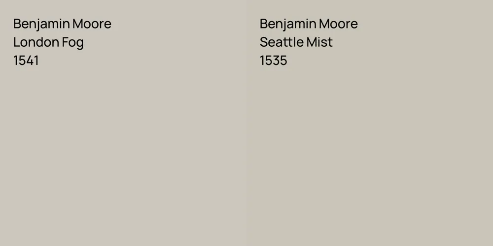 Benjamin Moore London Fog vs. Benjamin Moore Seattle Mist comparison