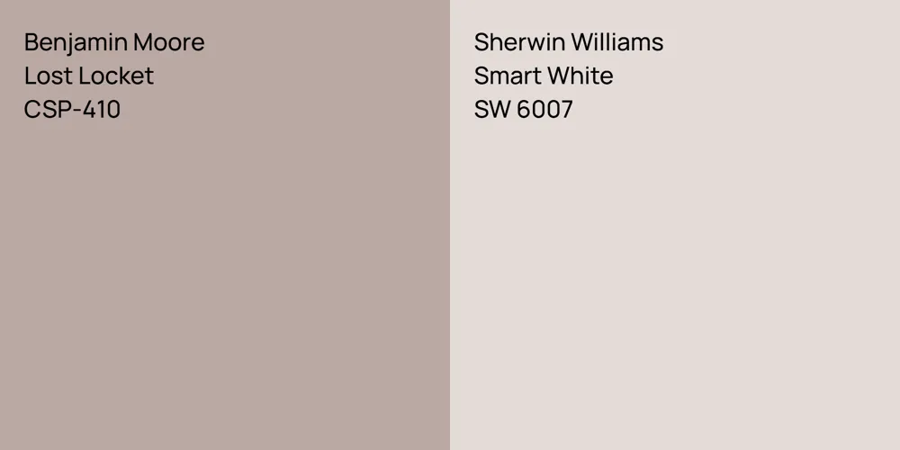 Benjamin Moore Lost Locket vs. Sherwin Williams Smart White comparison
