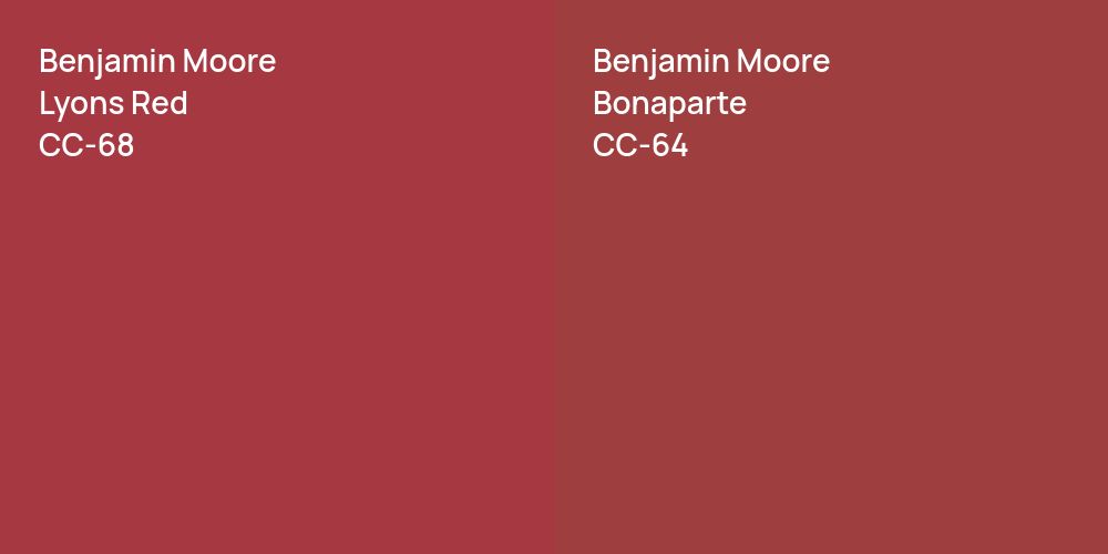 Benjamin Moore Lyons Red vs. Benjamin Moore Bonaparte comparison