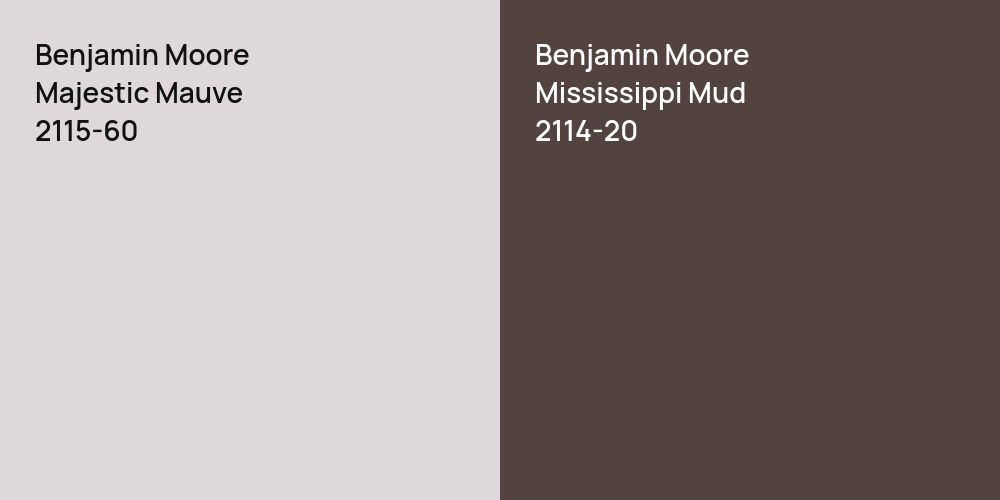Benjamin Moore Majestic Mauve vs. Benjamin Moore Mississippi Mud comparison