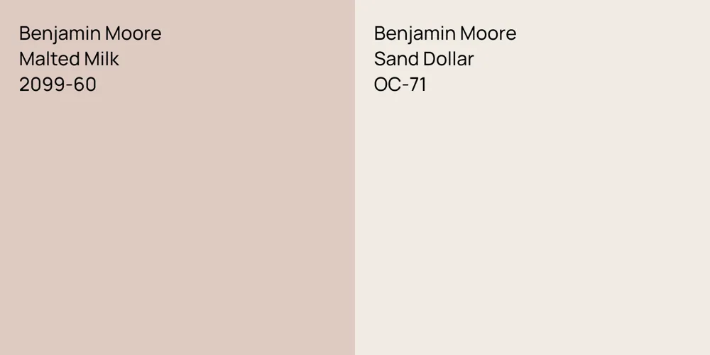 Benjamin Moore Malted Milk vs. Benjamin Moore Sand Dollar comparison