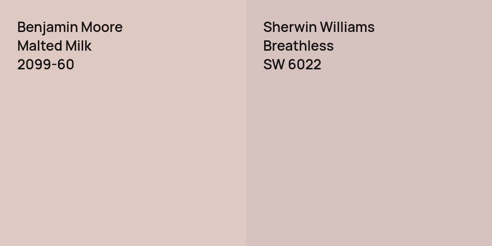Benjamin Moore Malted Milk vs. Sherwin Williams Breathless comparison