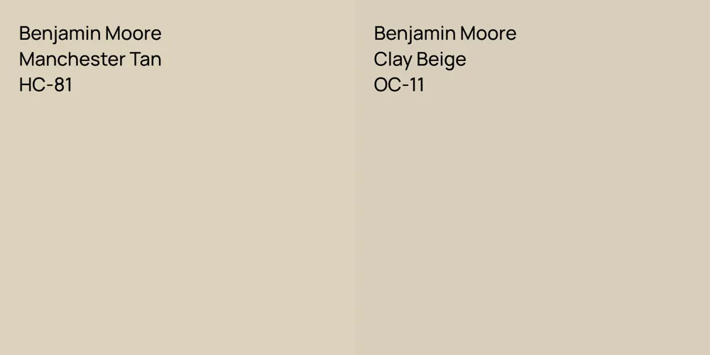 Benjamin Moore Manchester Tan vs. Benjamin Moore Clay Beige comparison
