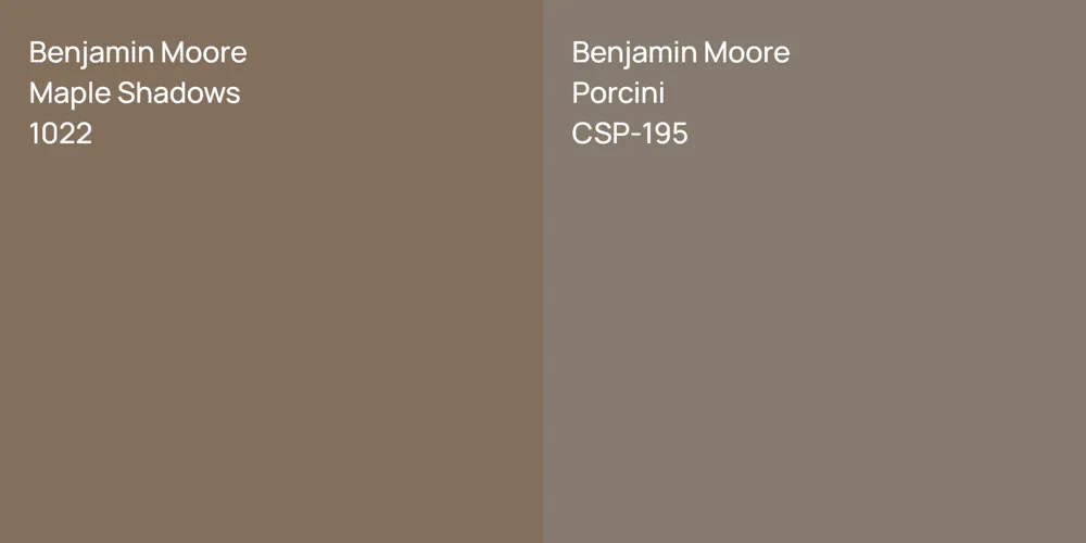 Benjamin Moore Maple Shadows vs. Benjamin Moore Porcini comparison