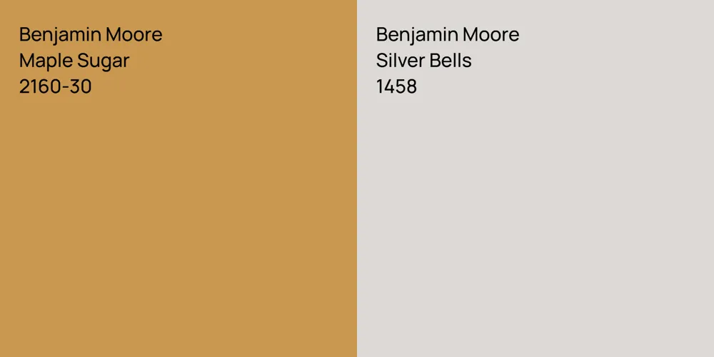 Benjamin Moore Maple Sugar vs. Benjamin Moore Silver Bells comparison