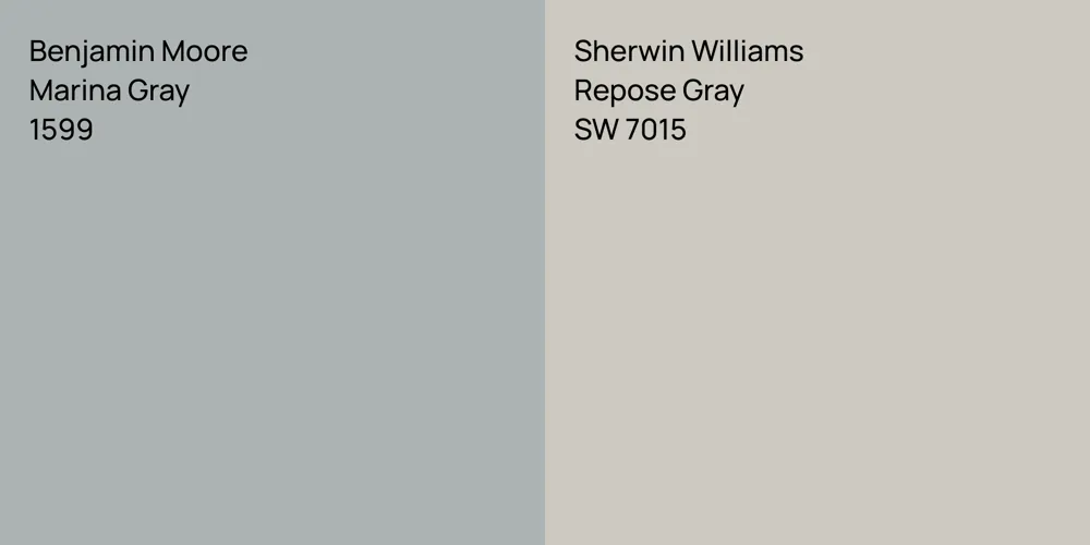 Benjamin Moore Marina Gray vs. Sherwin Williams Repose Gray comparison