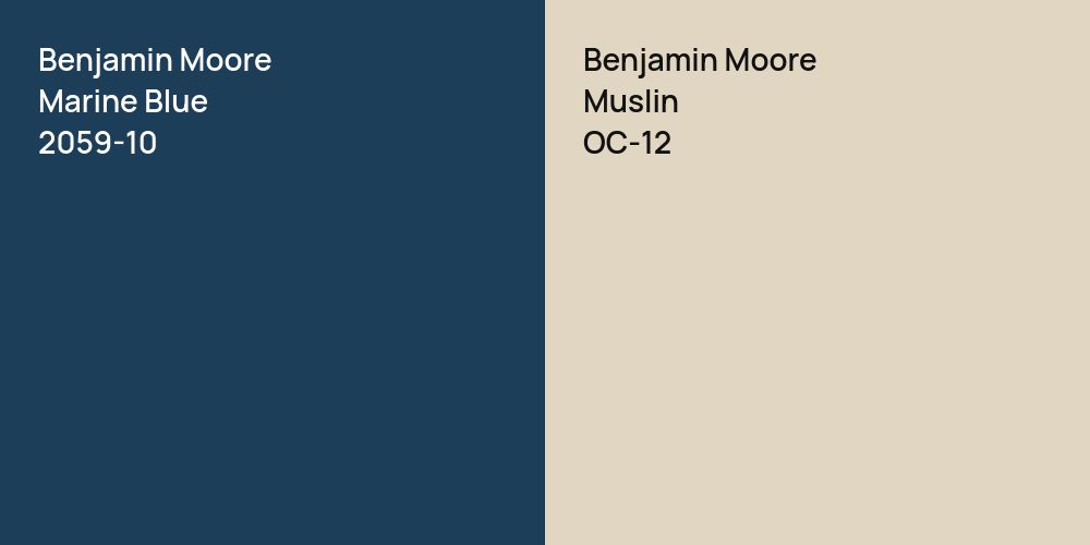 Benjamin Moore Marine Blue vs. Benjamin Moore Muslin comparison