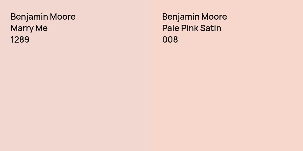Benjamin Moore Marry Me vs. Benjamin Moore Pale Pink Satin comparison
