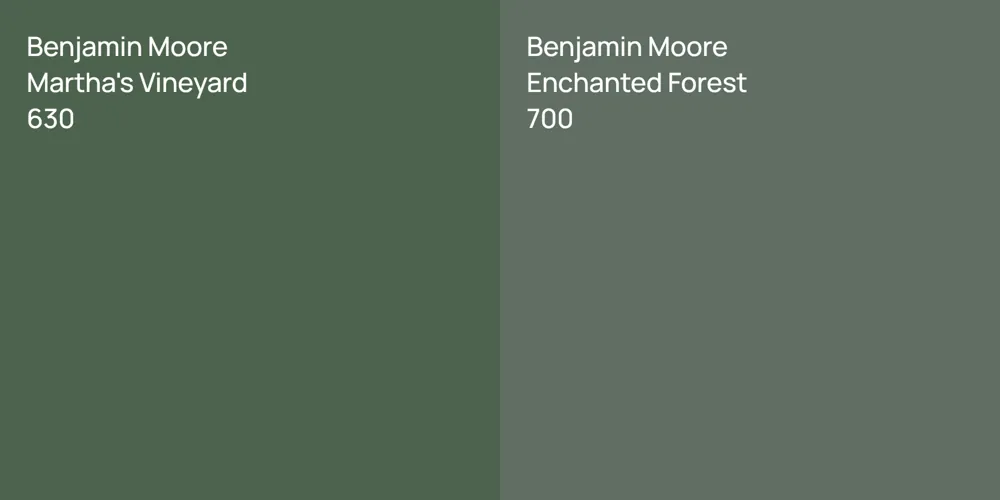 Benjamin Moore Martha's Vineyard vs. Benjamin Moore Enchanted Forest comparison