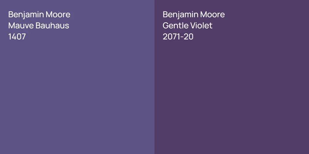 Benjamin Moore Mauve Bauhaus vs. Benjamin Moore Gentle Violet comparison
