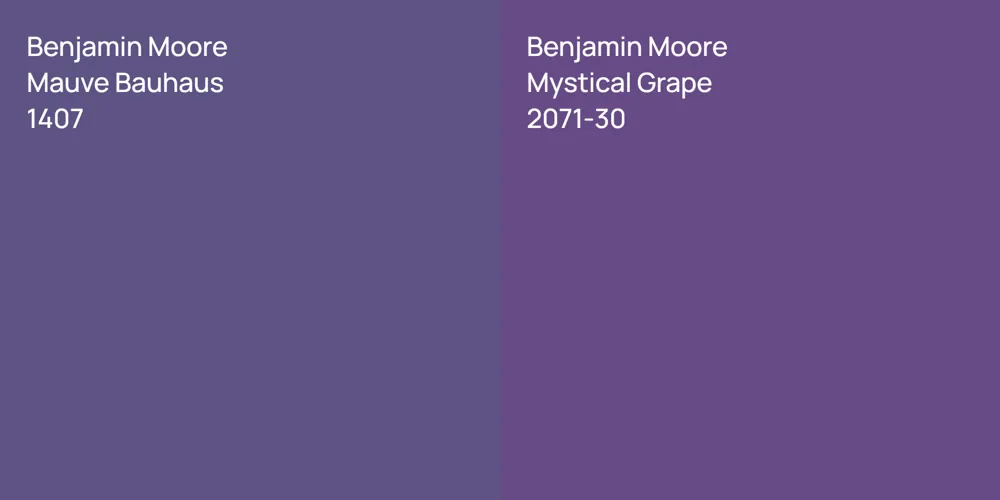 Benjamin Moore Mauve Bauhaus vs. Benjamin Moore Mystical Grape comparison