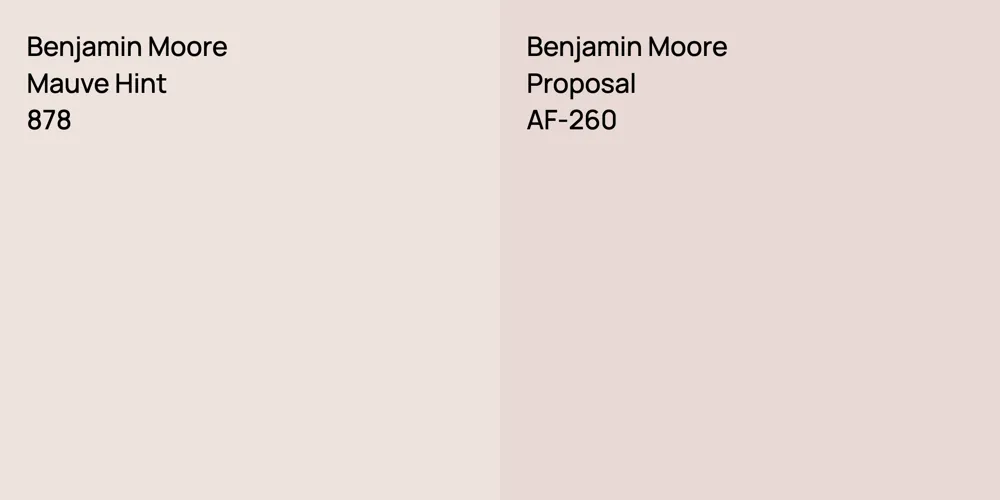 Benjamin Moore Mauve Hint vs. Benjamin Moore Proposal comparison
