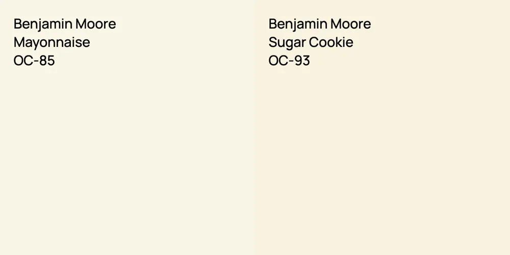 Benjamin Moore Mayonnaise vs. Benjamin Moore Sugar Cookie comparison