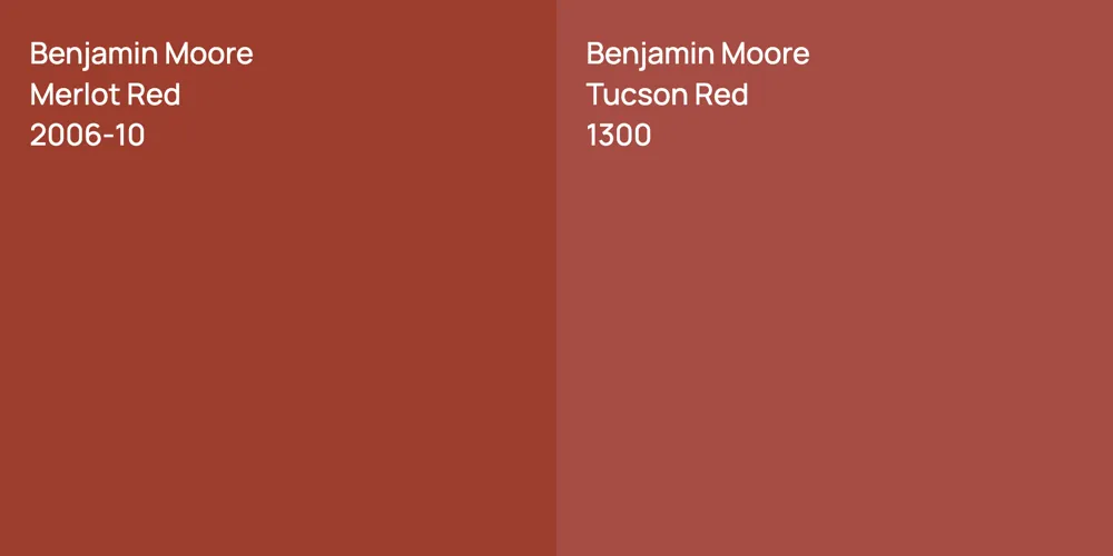 Benjamin Moore Merlot Red vs. Benjamin Moore Tucson Red comparison