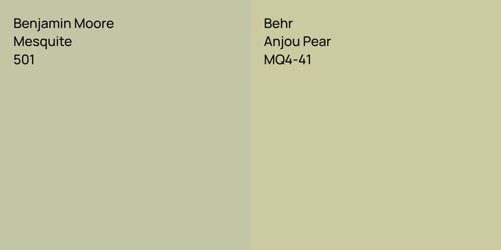 Benjamin Moore Mesquite vs. Behr Anjou Pear comparison