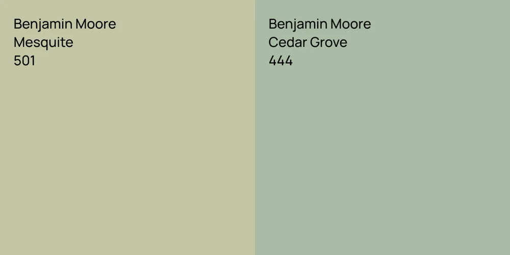 Benjamin Moore Mesquite vs. Benjamin Moore Cedar Grove comparison