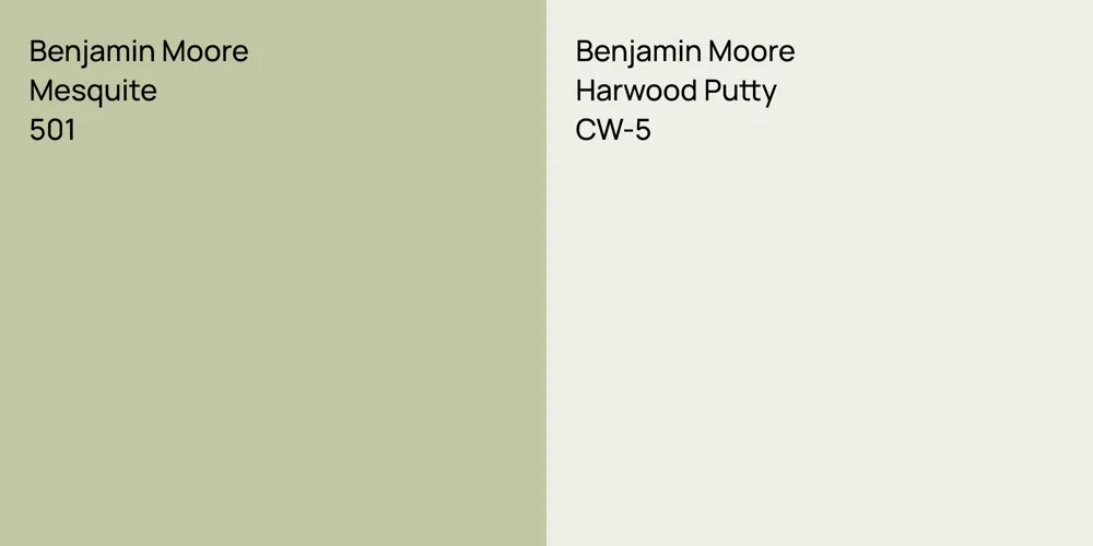 Benjamin Moore Mesquite vs. Benjamin Moore Harwood Putty comparison